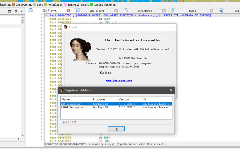IDA Pro 7.7.220118 WIN x64 (SP1) 全插件绿色版
