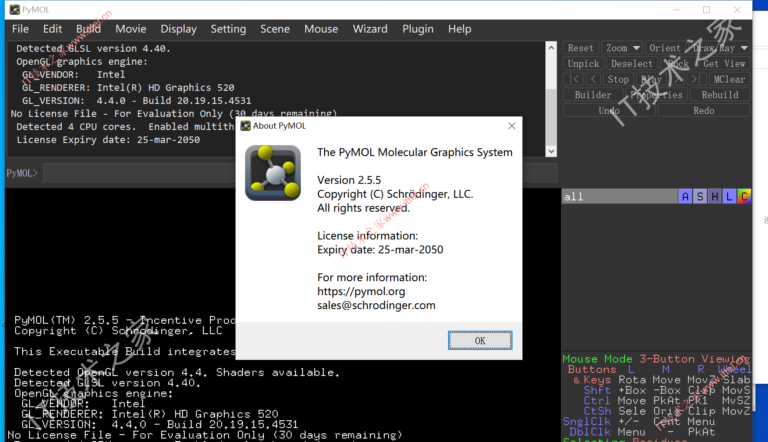 分子绘图软件schrodinger PyMOL 2.5.7 安装激活教程